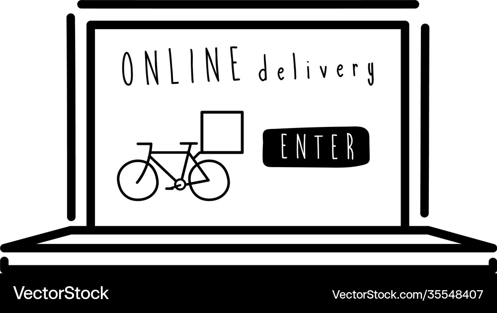 Online delivery lettering campaign with bycicle Vector Image