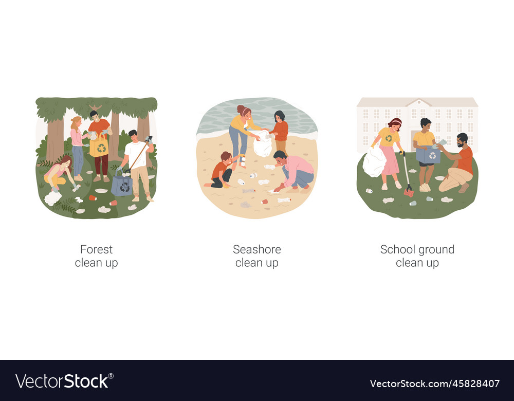 Outdoor clean up isolated cartoon Royalty Free Vector Image