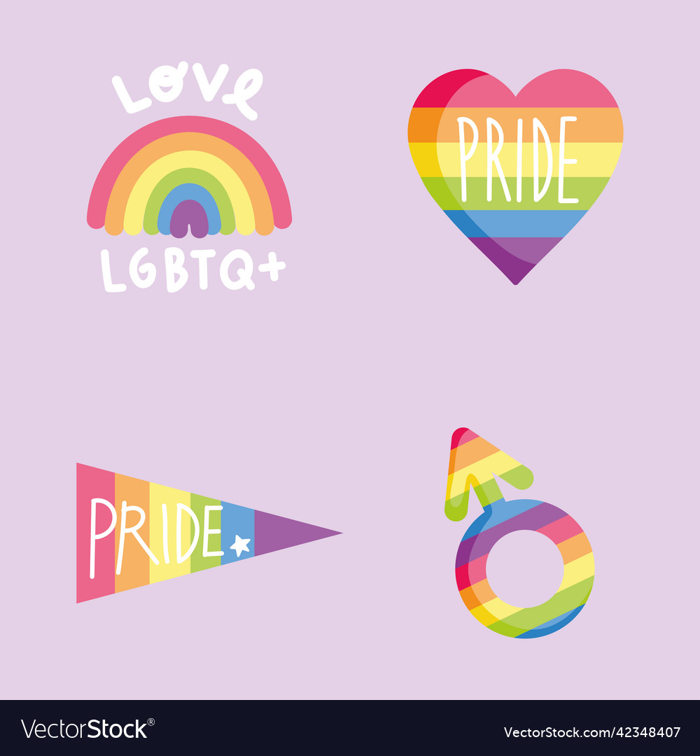 Pride lgbtq icon set Royalty Free Vector Image