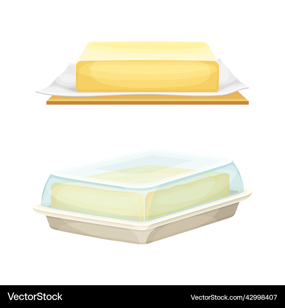 Set of bricks butter in dishes Royalty Free Vector Image