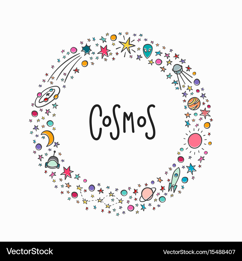 Space cosmos quote typography lettering frame Vector Image