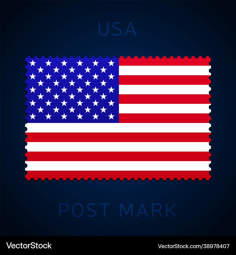 Usa postage mark national flag postage stamp Vector Image