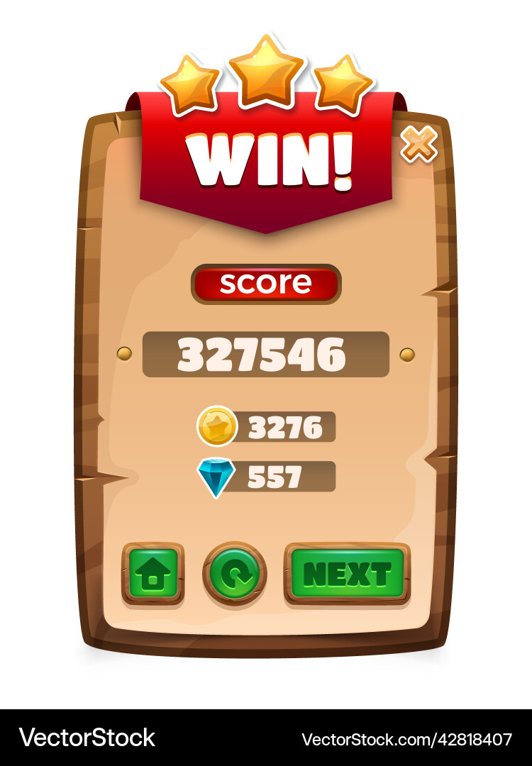 You win game banner cartoon level complete Vector Image