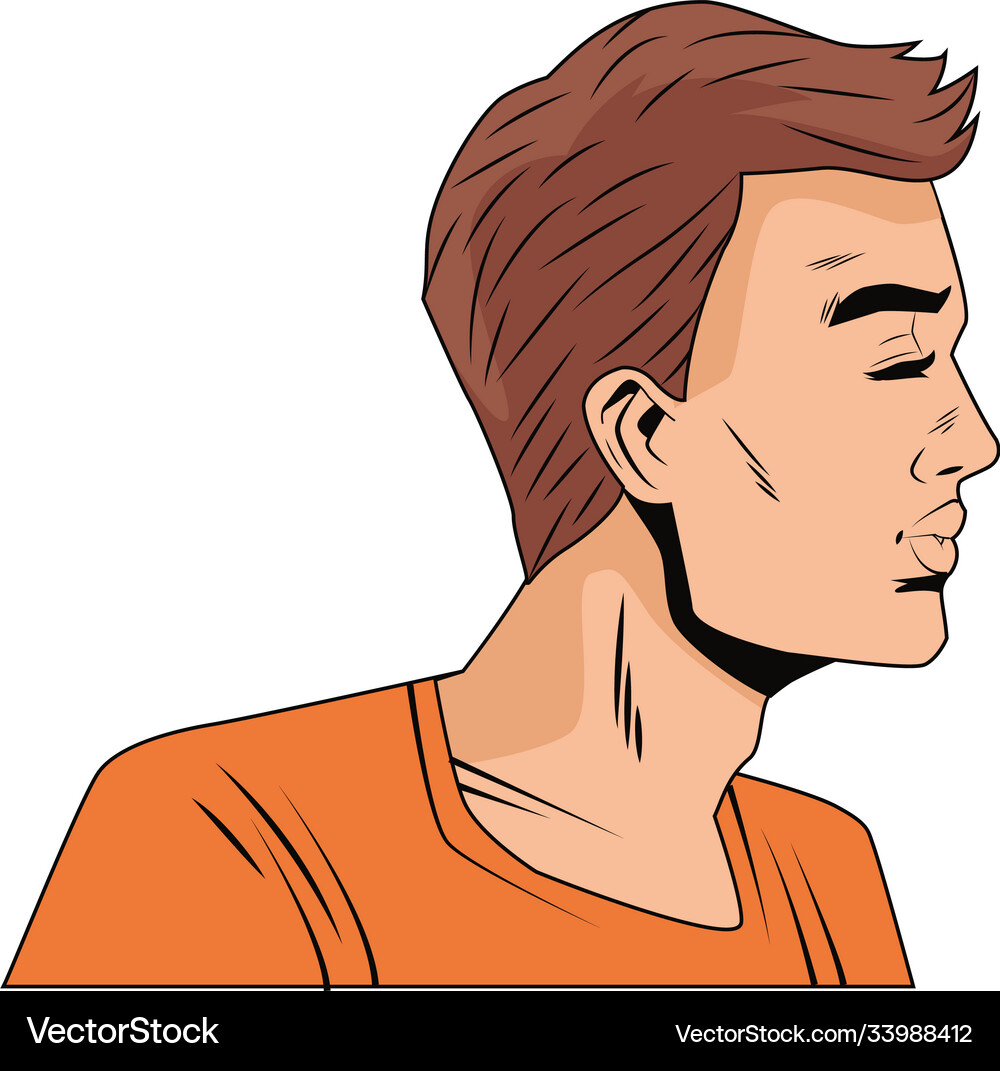 Angry man profile pop art style character Vector Image