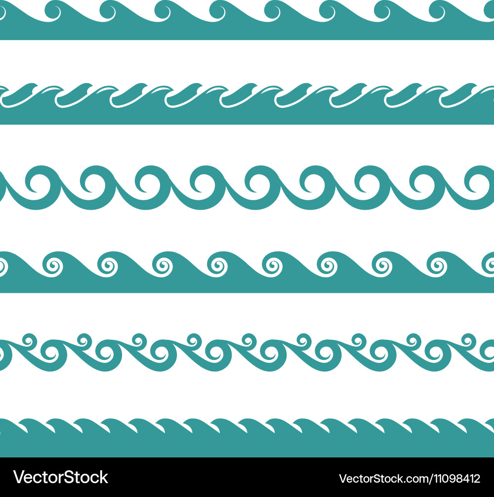 Blue ocean wave symbols isolated on white Vector Image