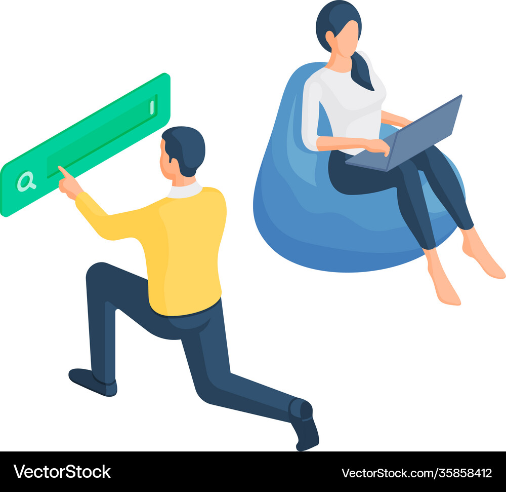 Cartoon people searching for information Vector Image