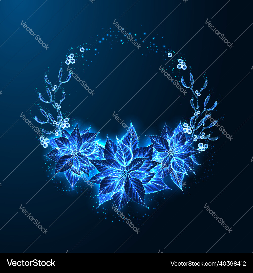 Christmas festive abstract wreath with glowing Vector Image