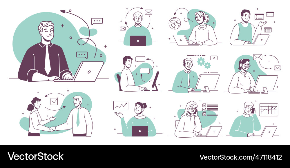 Customer service call center hotline media workers