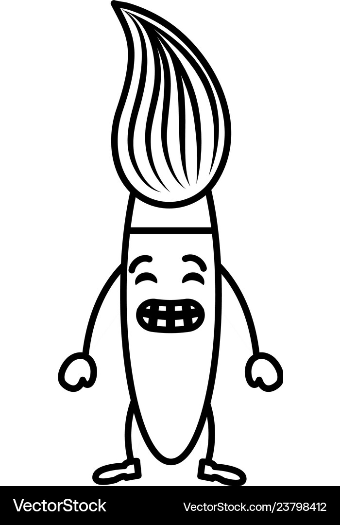 Cute paint brush kawaii character Royalty Free Vector Image