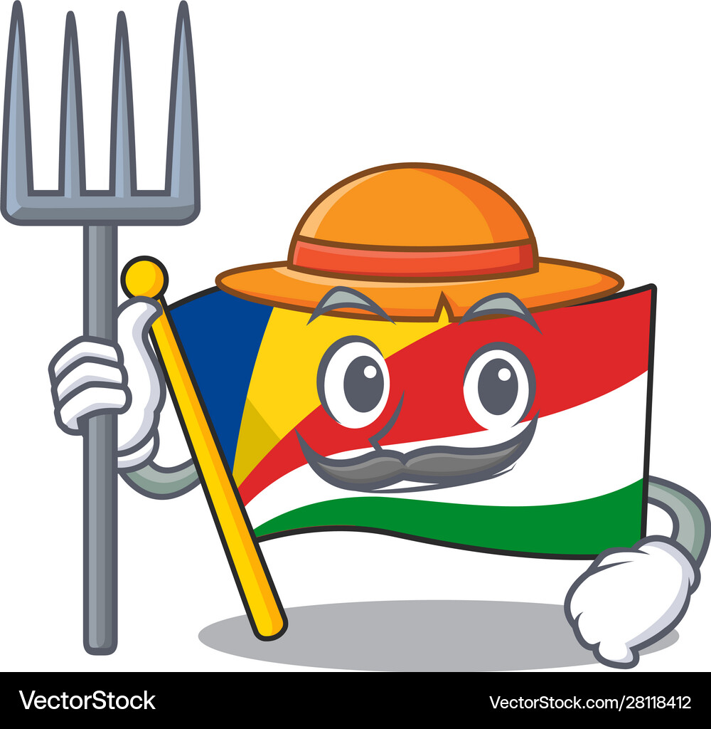 Farmer flag seychelles cartoon character with hat Vector Image