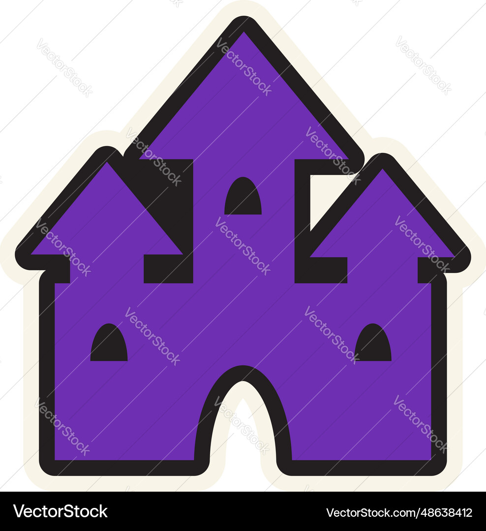 Halloween stroked spooky haunted castle sticker Vector Image