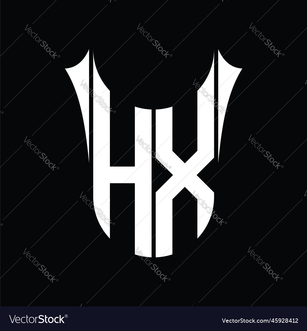 Hx logo monogram shield sharp half round shape Vector Image