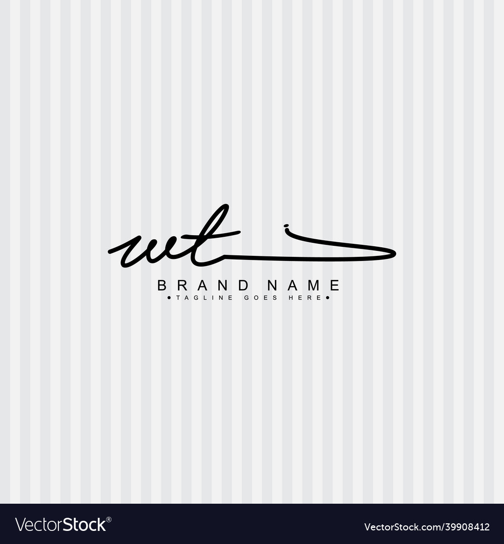 Initial letter wt logo - hand drawn signature Vector Image