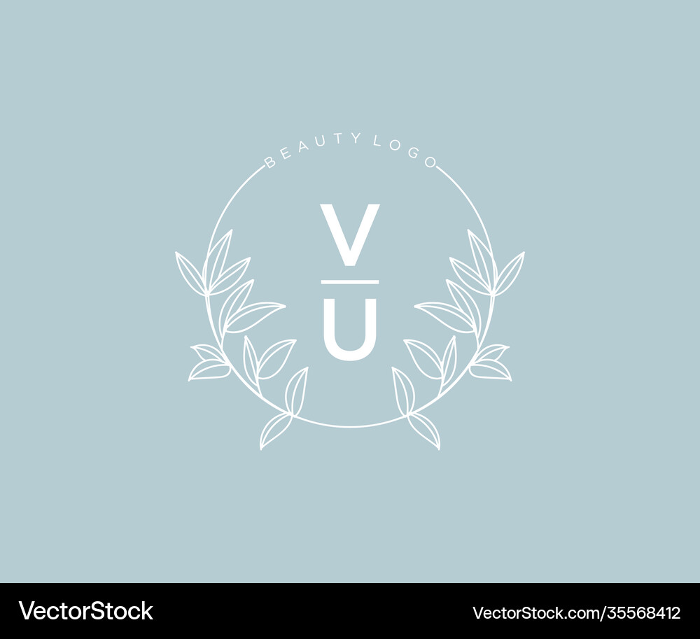 Initial vu letters beautiful floral feminine Vector Image