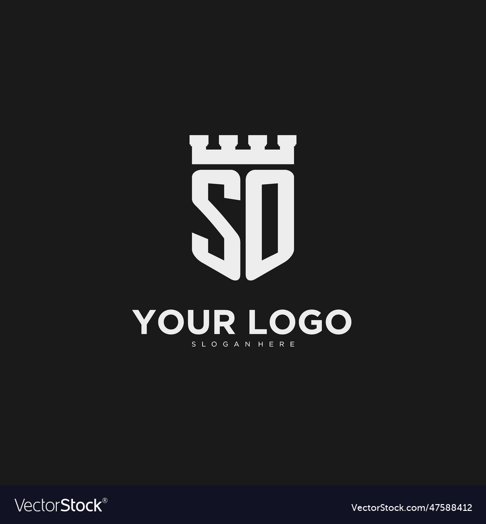 Initials so logo monogram with shield Royalty Free Vector