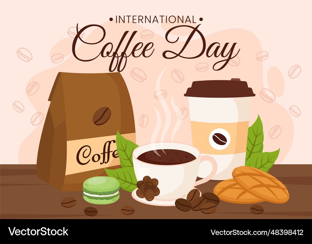 International coffee day on 1st october Royalty Free Vector