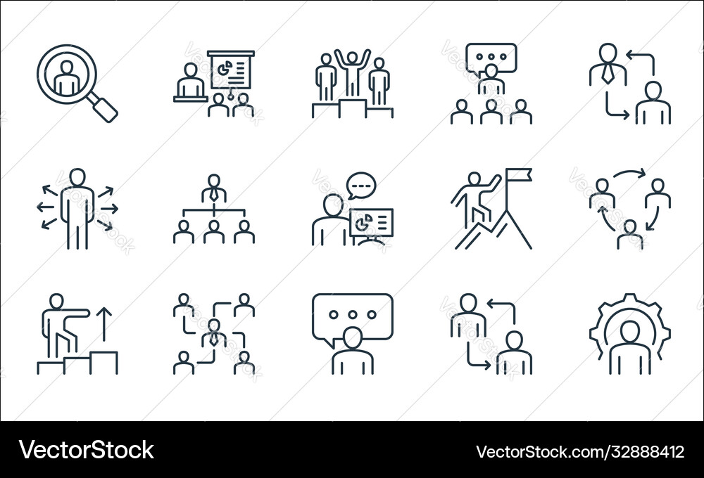 Leadership line icons linear set quality line set Vector Image