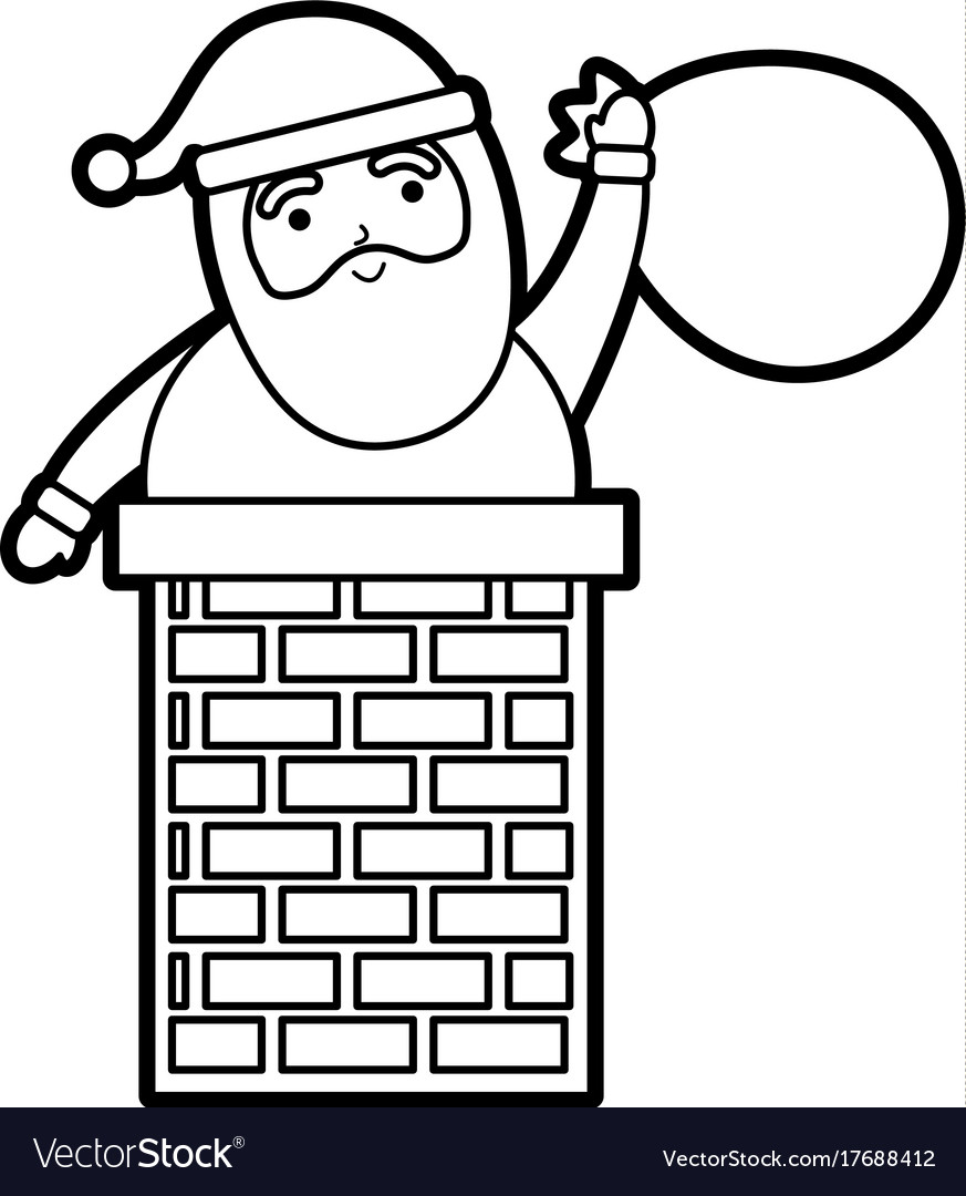 Merry christmas santa claus in chimney Royalty Free Vector