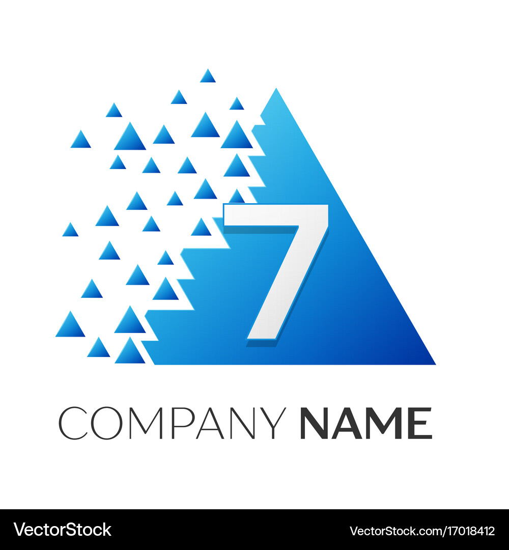 Number seven logo in the colorful triangle Vector Image