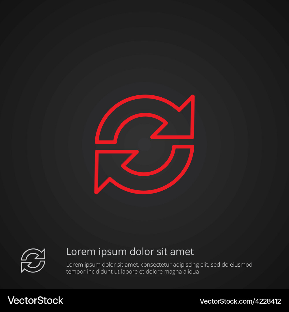 Reload outline symbol red on dark background logo Vector Image