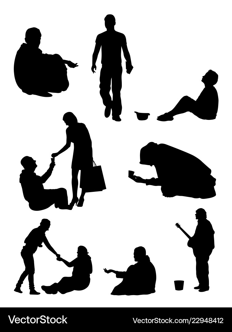 Silhouette of beggar Royalty Free Vector Image