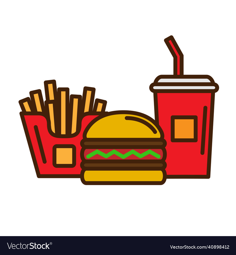 Simple set of fast food related line icons Vector Image Simple set of fast food related line icons Vector Image
