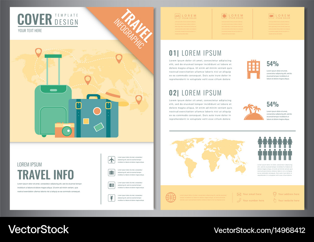 Travel brochure design template Royalty Free Vector Image