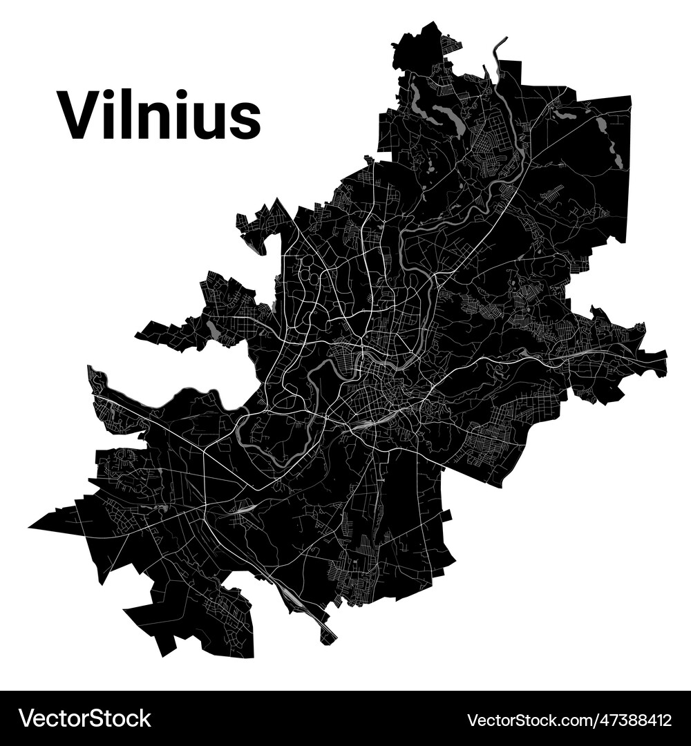 Vilnius city map detailed administrative borders Vector Image