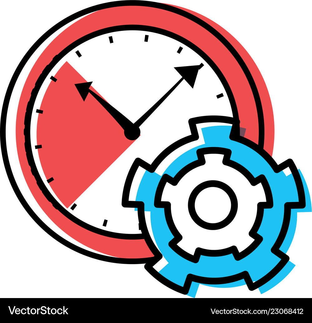 Watch time with gear pinion Royalty Free Vector Image