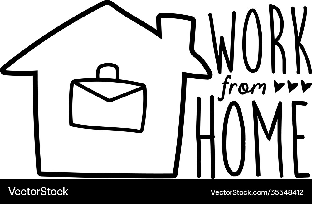 Work from home lettering campaign with portfolio Vector Image
