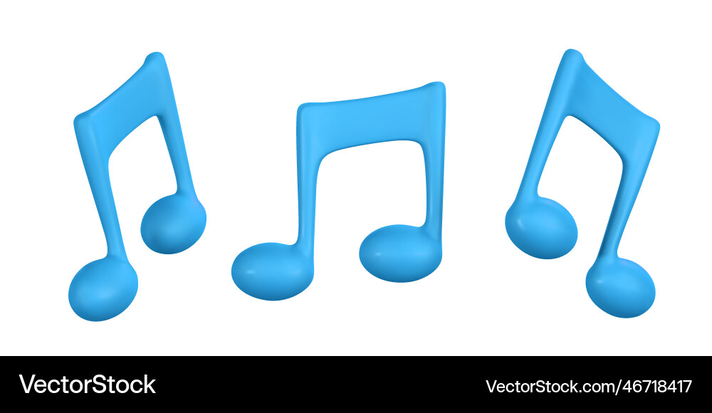 3d music note for music concept design in plastic Vector Image