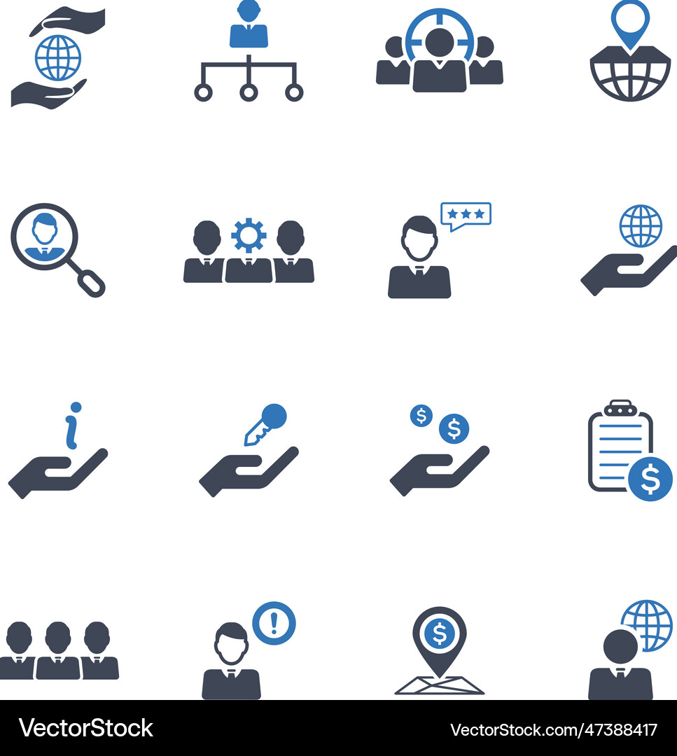 Business and finance icon set blue version Vector Image