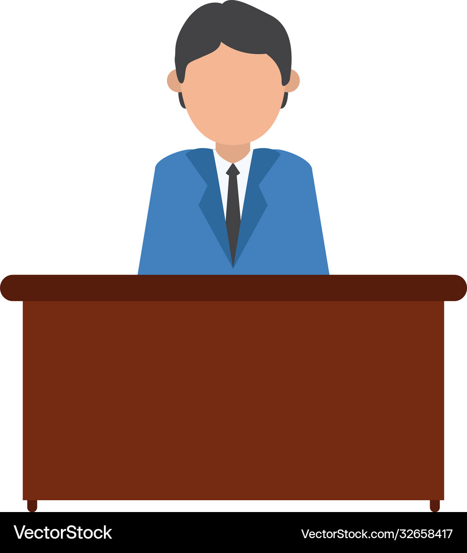 Businessman character working at desk office Vector Image