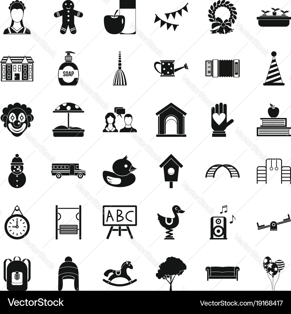 Childcare icons set simple style Royalty Free Vector Image