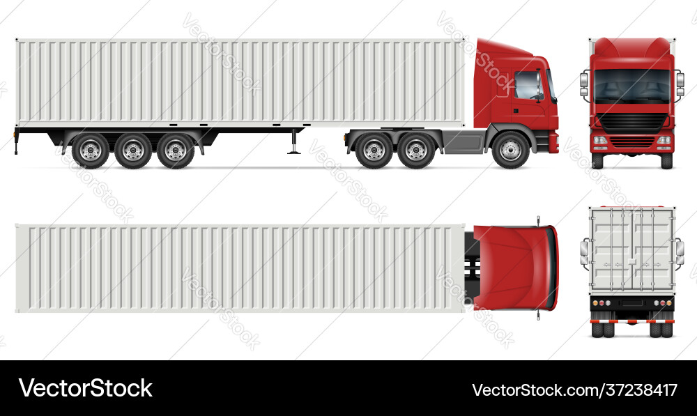Container truck mockup isolated vehicle template Vector Image