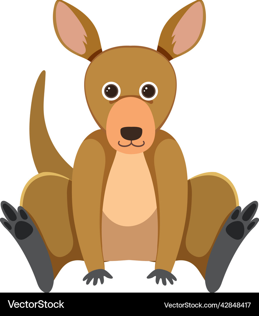 Cute kangaroo in flat cartoon style Royalty Free Vector