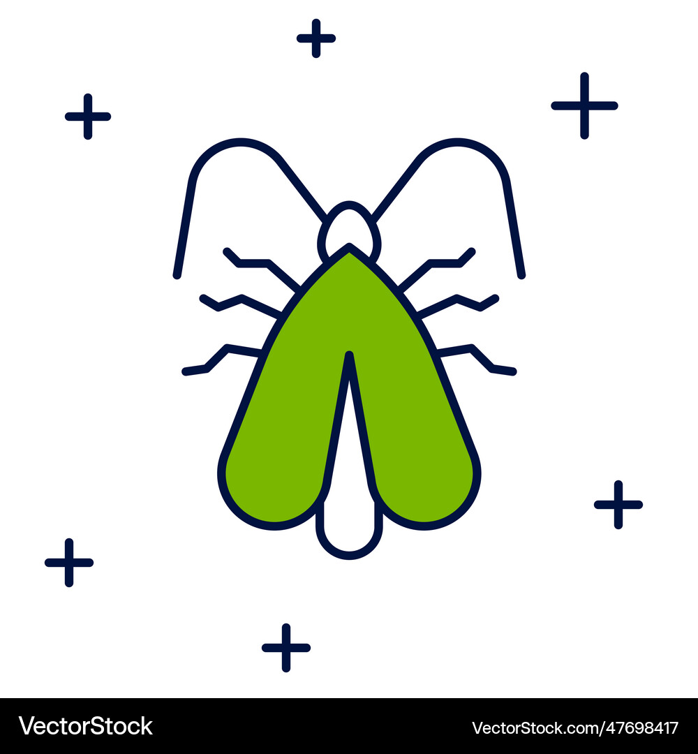 Filled outline clothes moth icon isolated on white