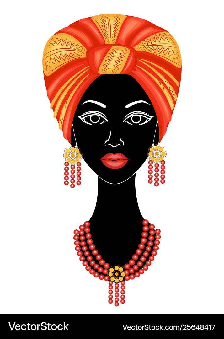 Head a nice lady on an african Royalty Free Vector Image