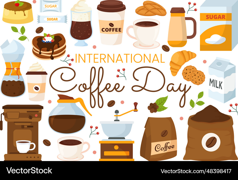 International coffee day on 1st october Royalty Free Vector