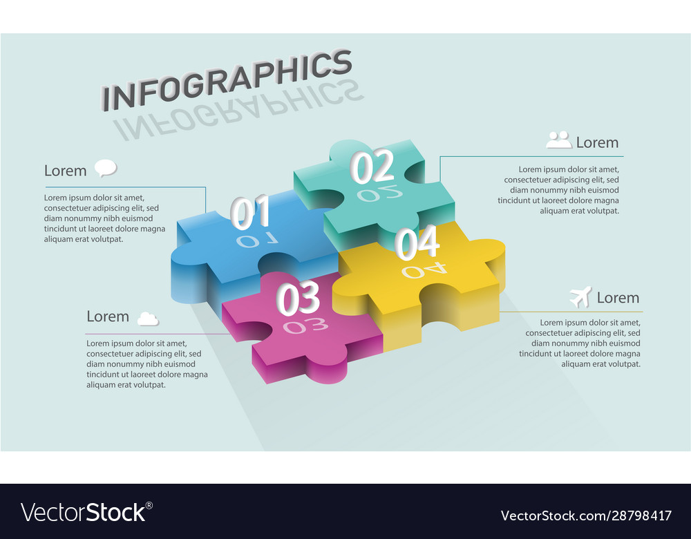 Modern infographic template with 3d jigsaw puzzle Vector Image