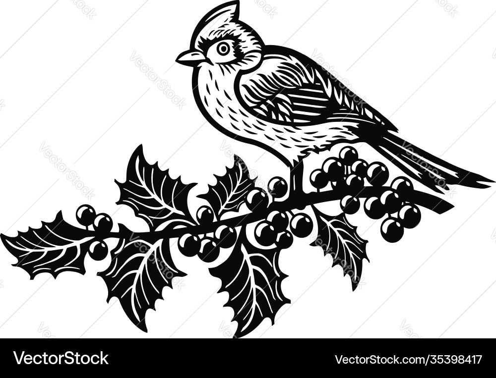 Red cardinal bird - winter wildlife stencils Vector Image