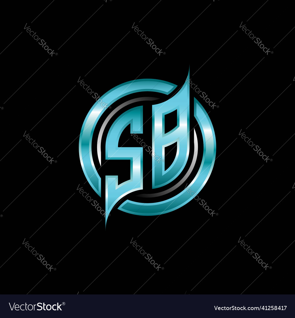 Sb initial monogram logo circle rounded Royalty Free Vector