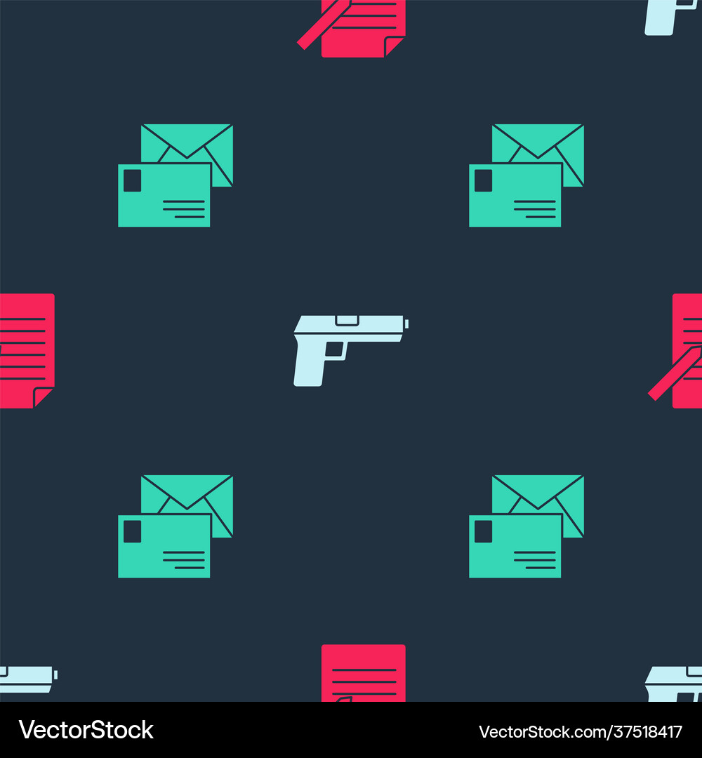Set document and pen pistol or gun and envelope Vector Image
