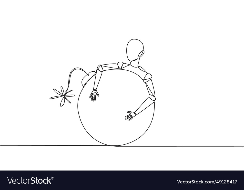 Single continuous line drawing robot hugging Vector Image Single continuous line drawing robot hugging Vector Image