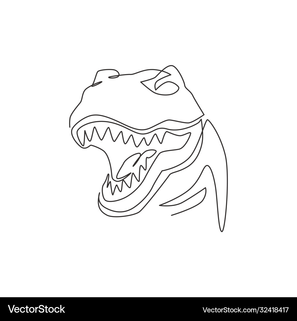 Single continuous line drawing tyrannosaurus Vector Image