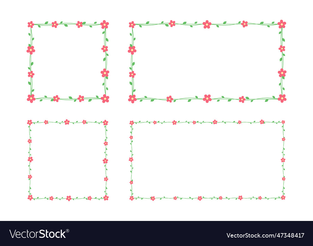 Square and rectangle floral frames borders Vector Image