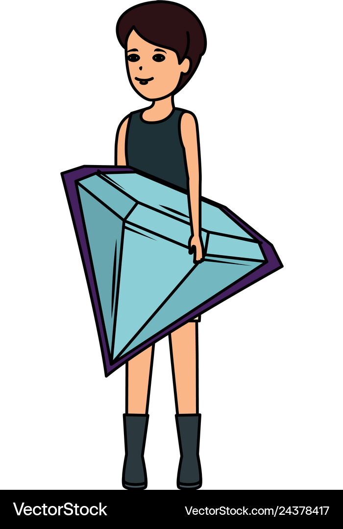 Woman lifting diamond luxury Royalty Free Vector Image