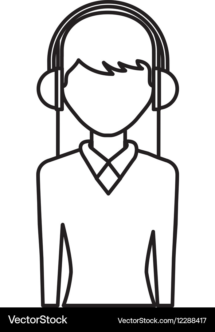 Young woman with headset character Royalty Free Vector Image