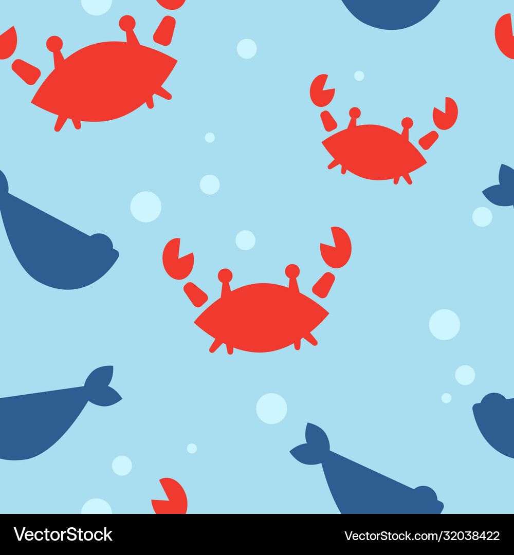 Abstract red crabs and fish Royalty Free Vector Image