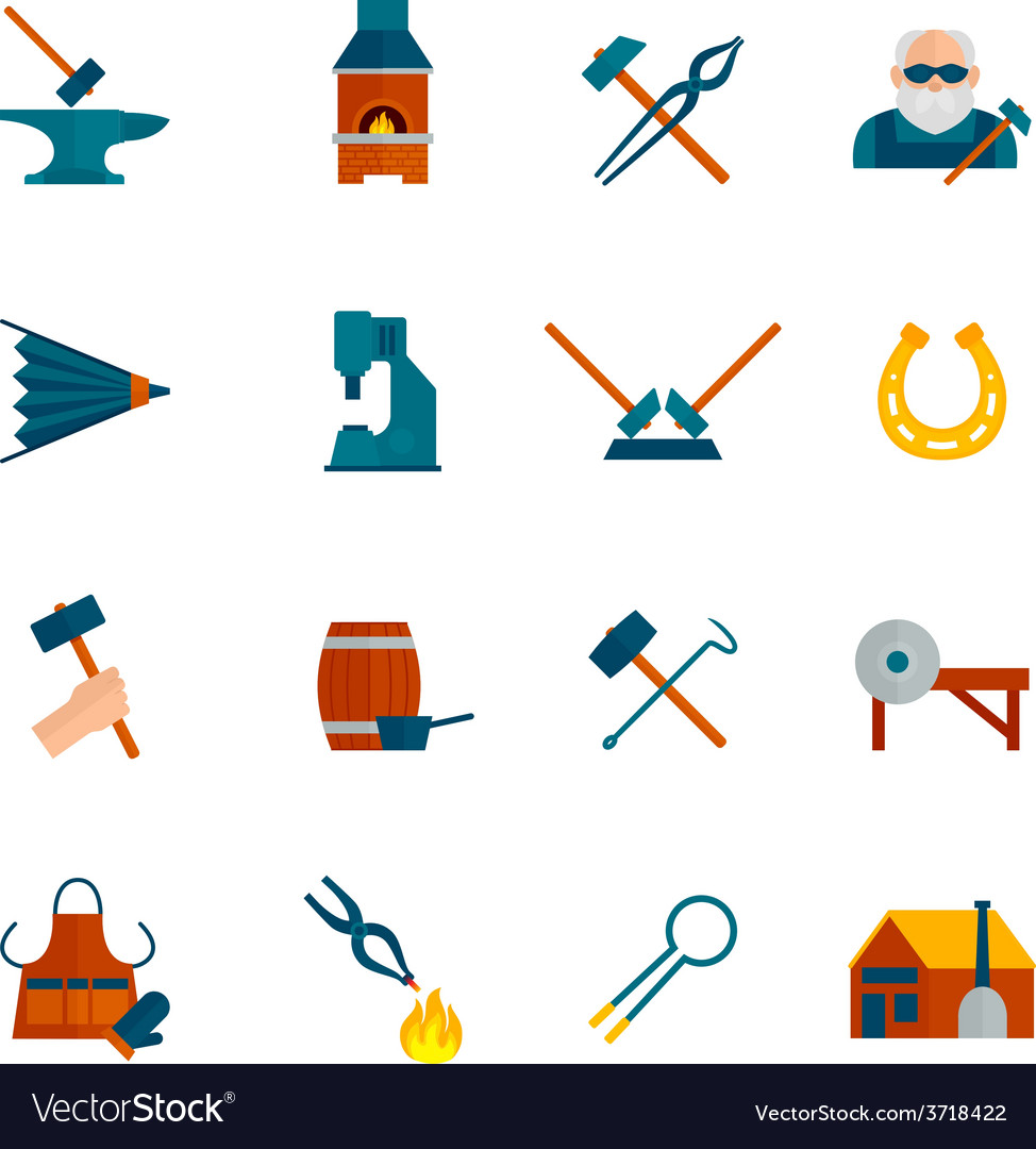 Blacksmith Icon Flat Royalty Free Vector Image